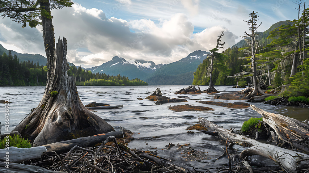 Enchanting landscape of the Tongass National Forest in Alaska with ...