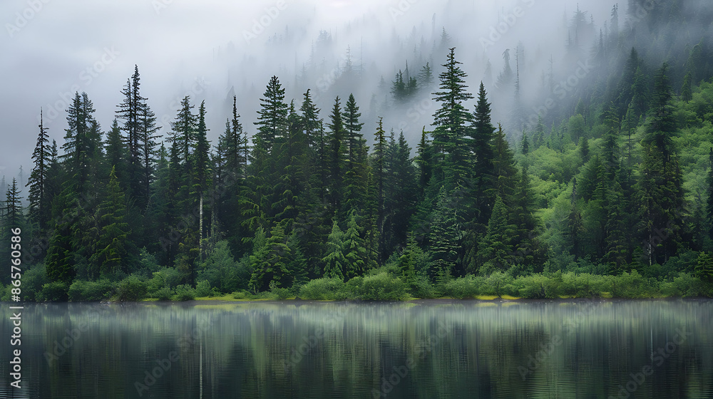 Picturesque landscape of the Tongass National Forest in Alaska with its ...