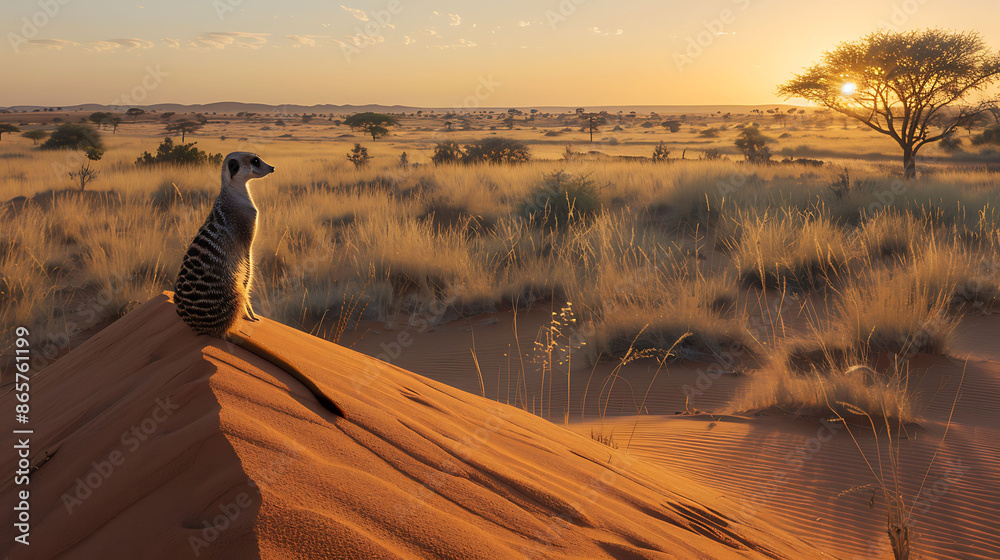 Rugged beauty of Kalahari Desert Botswana rolling sand dune sparse ...
