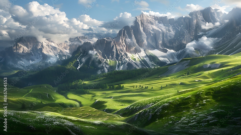 Captivating landscape of the Dolomites in Italy with jagged peaks and ...