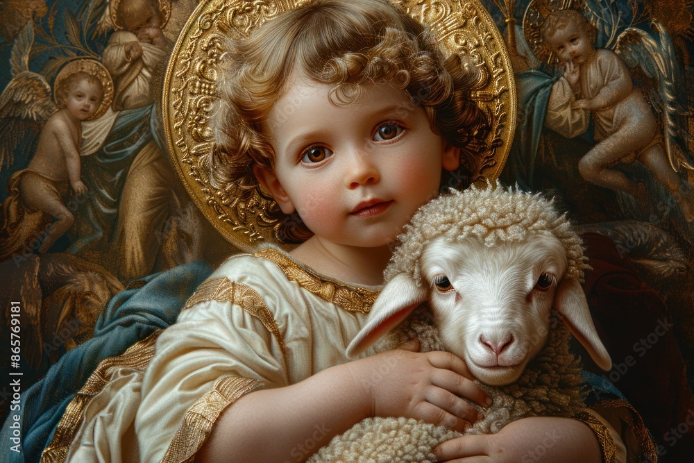 Icon of the infant Jesus Christ with a lamb: a timeless representation ...