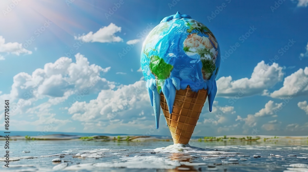striking depiction of earth melting like an ice cream cone the surreal ...