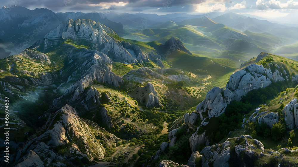 Picturesque landscape of the Dinaric Alps in Croatia with their rugged ...