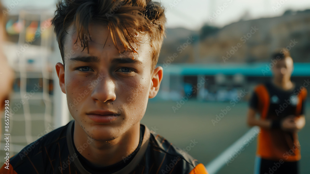 Group of sportsmen infront of a sports complex Defocussed backdrop ...