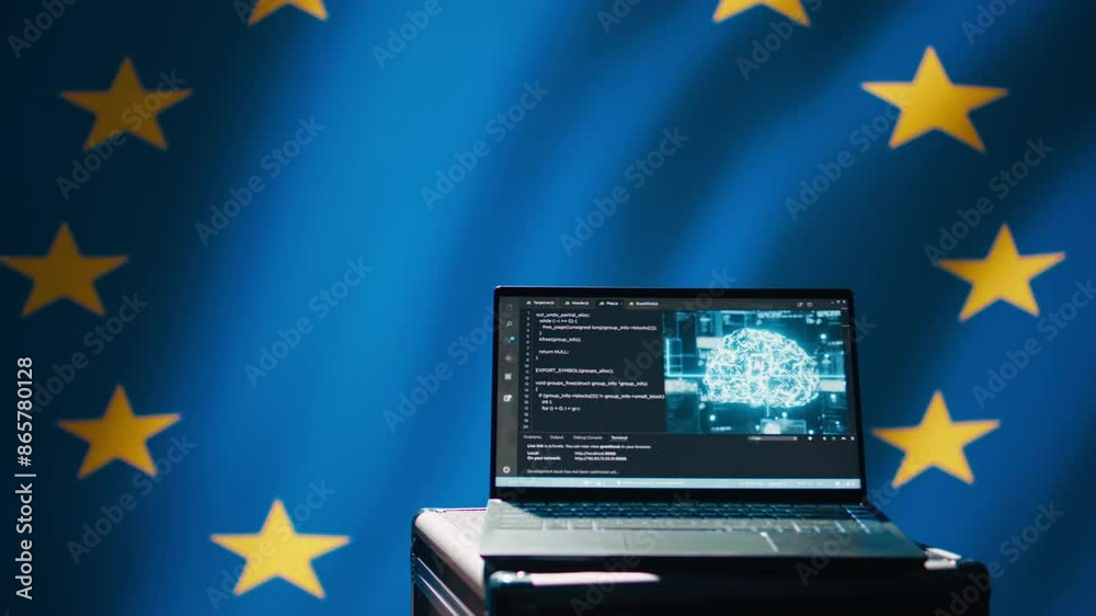 AI software on laptop used by European Union member states security ...