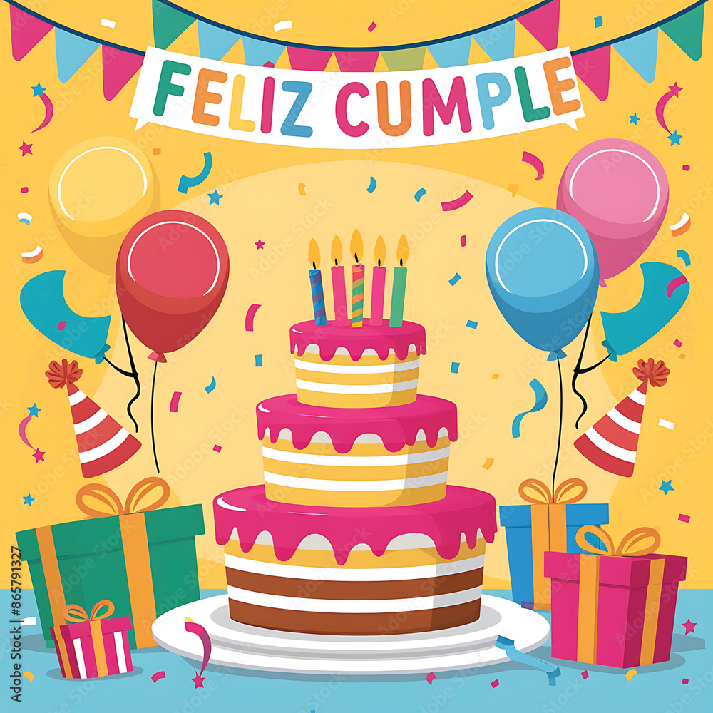 Feliz cumple and Feliz cumpleaños sign means Happy Birthday in Spanish language, Birthday party ...