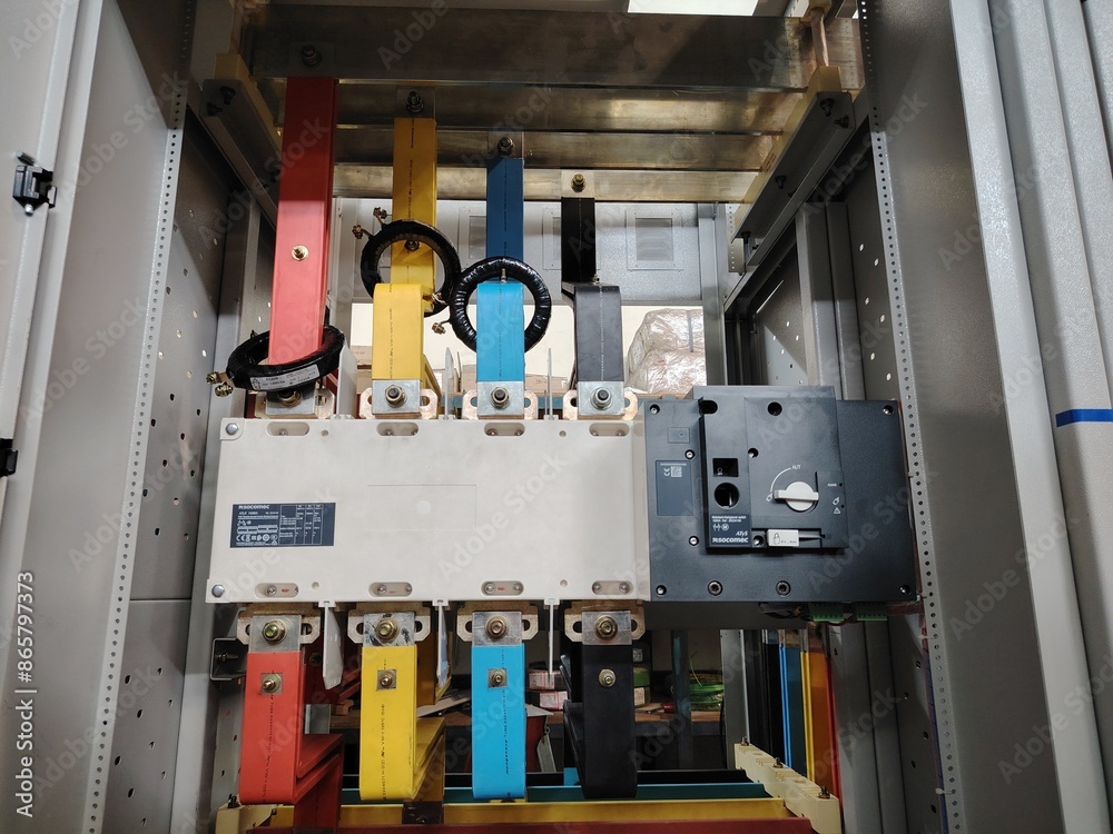 Three phase copper busbar connection on auto transfer switch in low ...