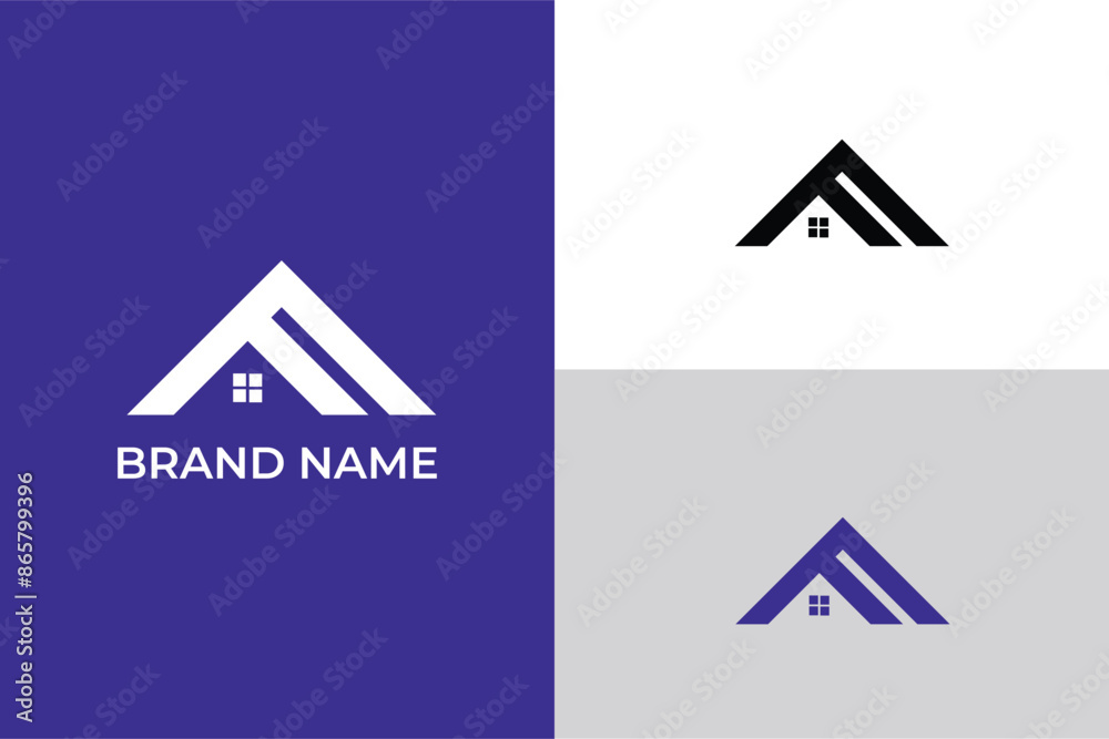 letter AF FA home icon modern construction logo, letter AF home window ...