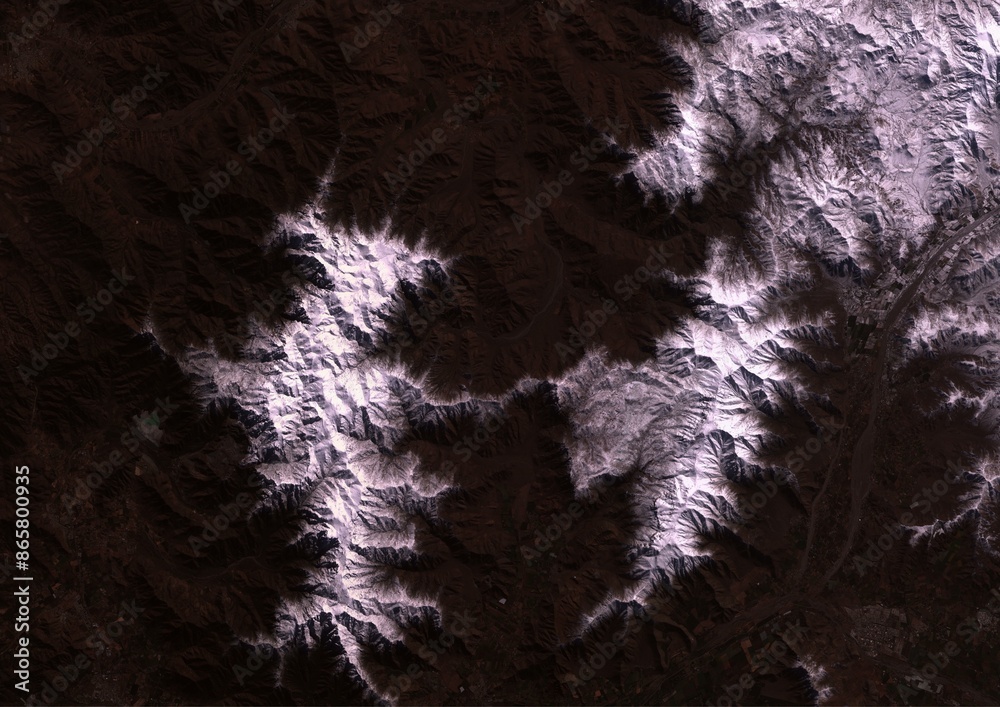 High resolution satellite image of Cordillera de los Andes in Chile ...