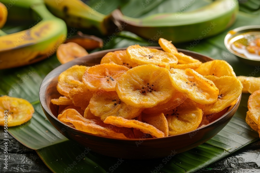 Popular Kerala snack banana chips deep fried in coconut oil Traditional ...