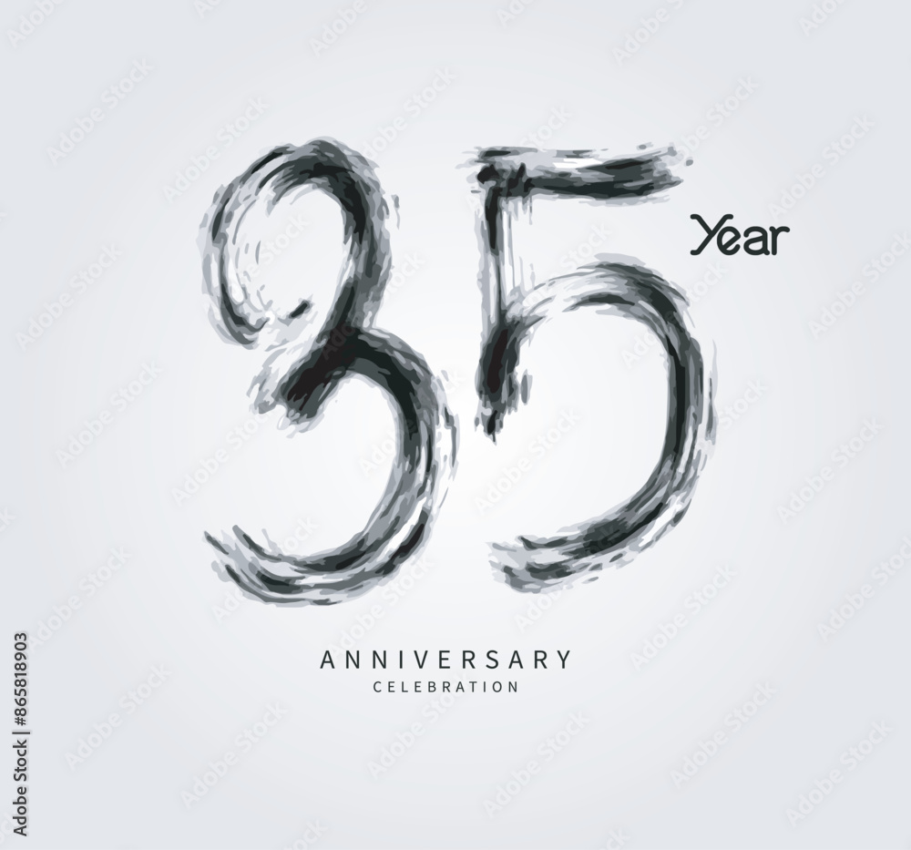 35 Year Anniversary Celebration Logo black brush vector, 35 Number ...