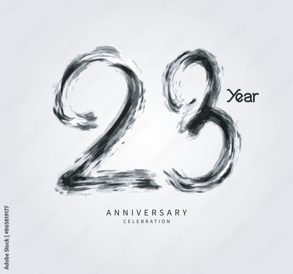 23 Year Anniversary Celebration Logo black brush vector, 23 Number ...