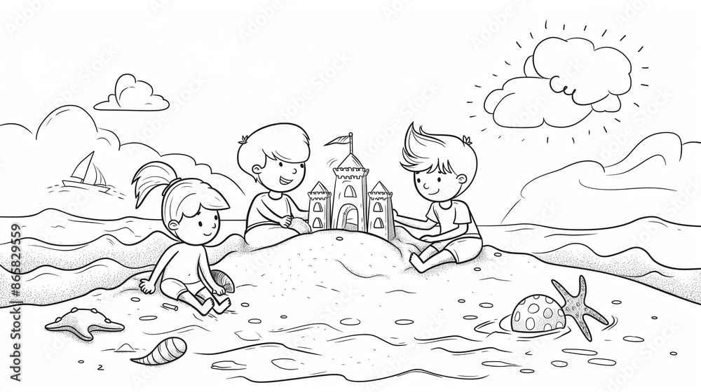 Friends at the Beach - Friends having fun at the beach, building ...