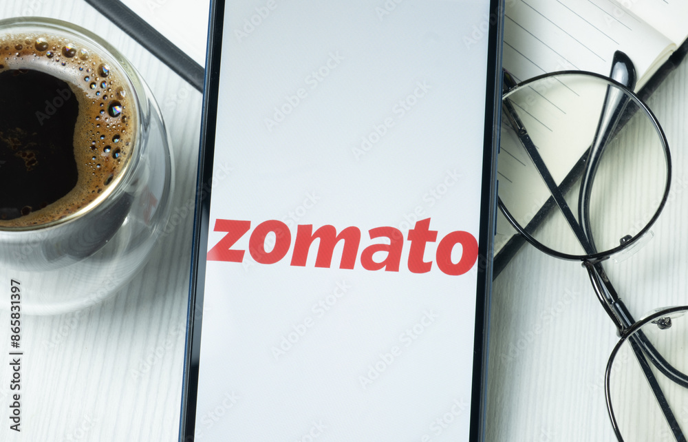 New York, USA - 21 June 2024: Zomato Logo on Phone Screen, Company Icon ...