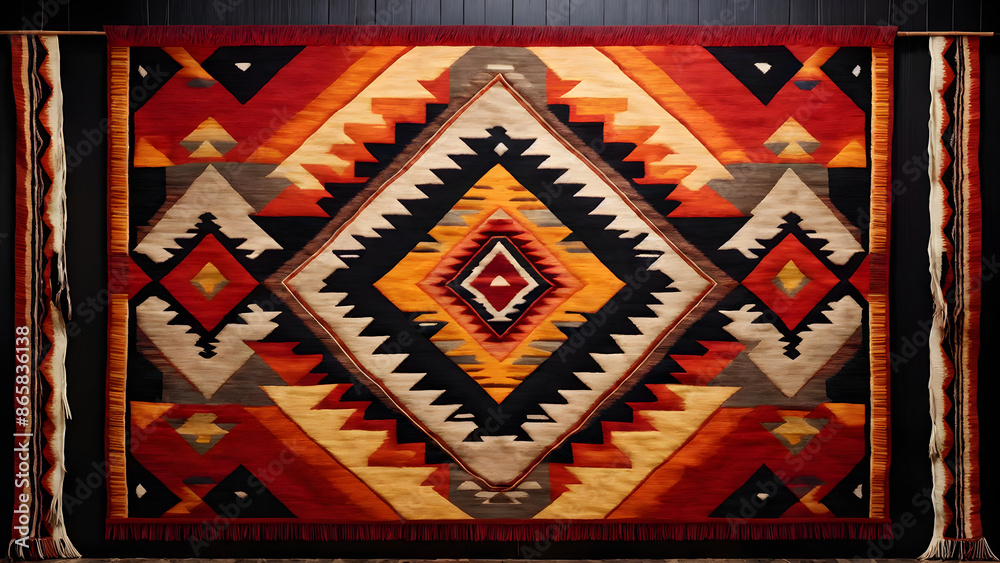 Navajo rug patterns with geometric designs and earthy hues depict the ...