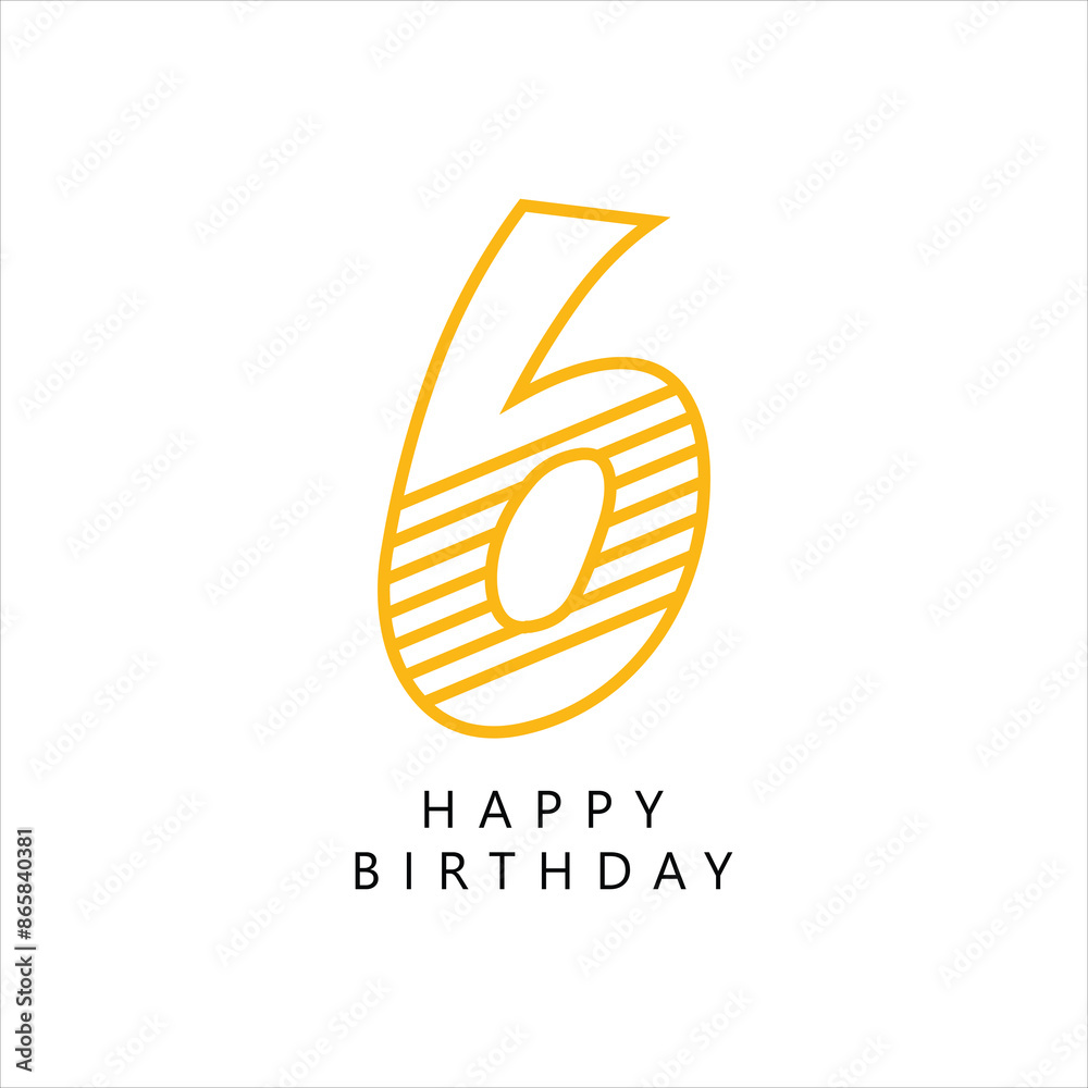 Six, 6 Logo, 6th Happy birthday, 6th years anniversary, Six Birthday ...