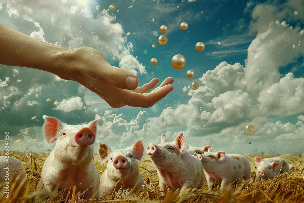 Swine with pearls. An illustrative representation showing valuable ...