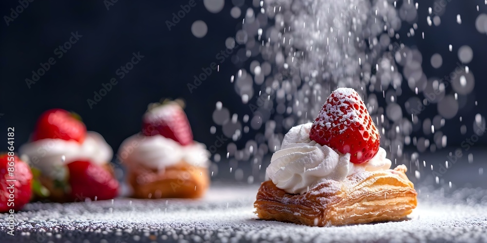 Professional food photoshoot backdrop with fancy pastry strawberries ...