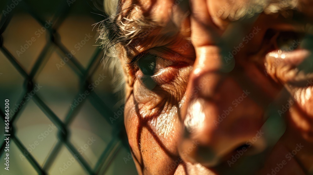 intense closeup of a spectator at a grand slam tennis match eyes fixed ...