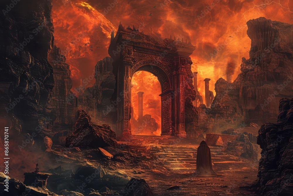 entrance to hell from dantes inferno ominous underworld scene digital ...