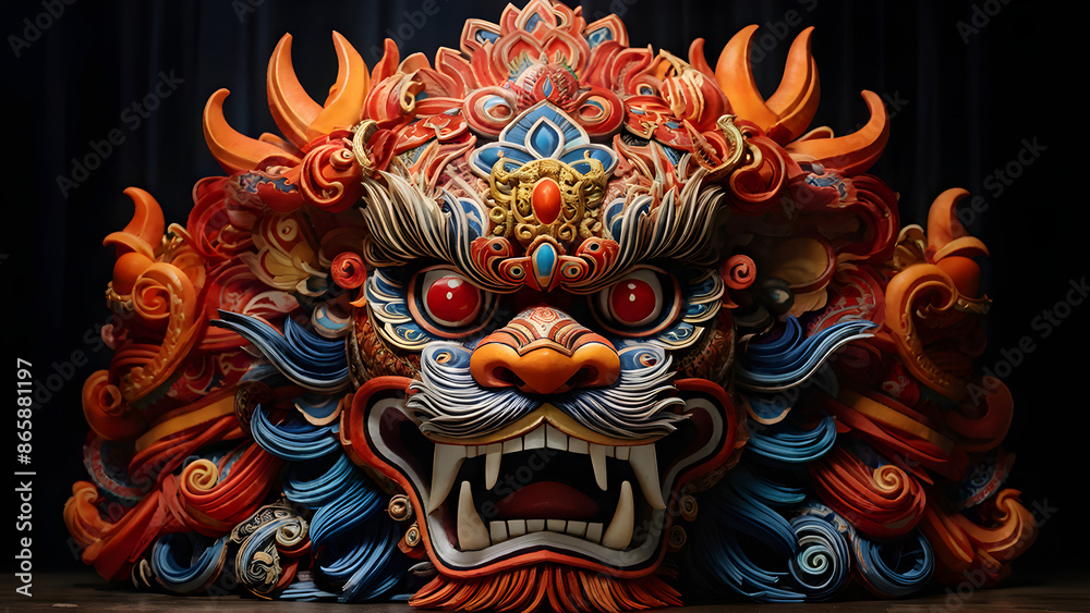 Symbols of protection and elaborate patterns cover the Barong, a ...