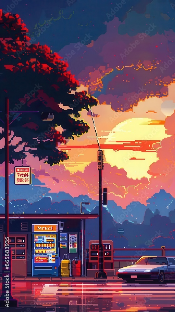 29 Pixelated retro scenes flat design front view pixel theme animation ...