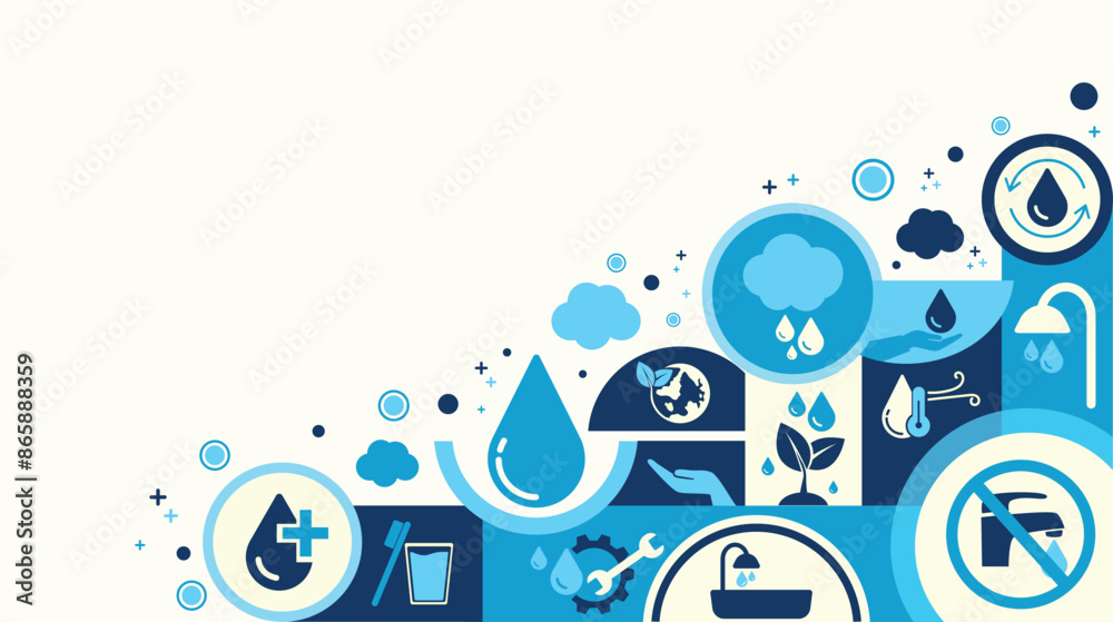 concept of water saving tips icon infographic. Save water, save earth ...