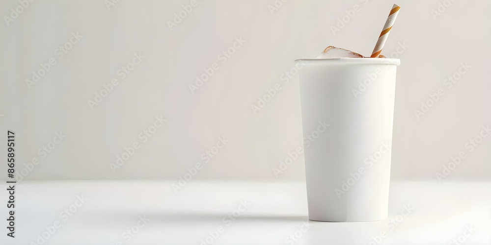 Mockup set of blank paper cup with straw and iced cola. Concept Product ...