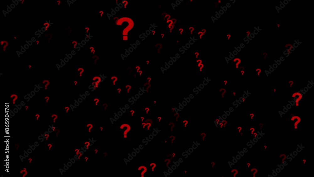 Question marks Animation moving on alpha channel black background, Animated question marks on ...