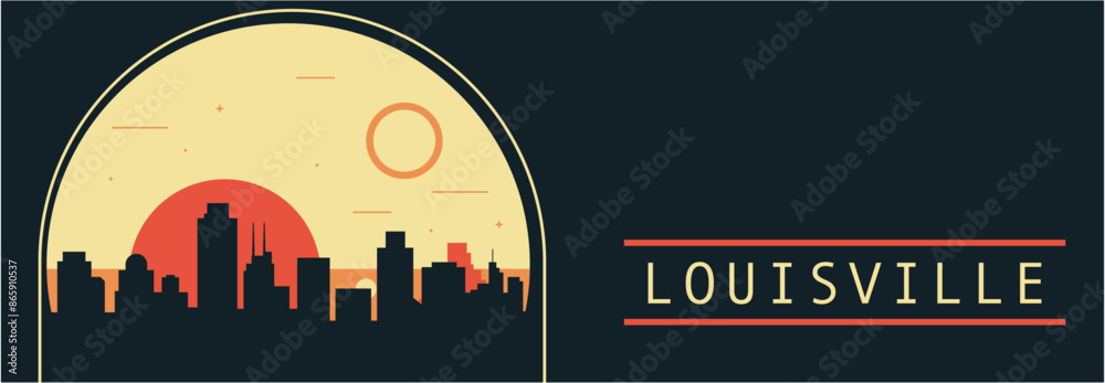 Louisville city retro style vector banner with skyline, cityscape. USA ...