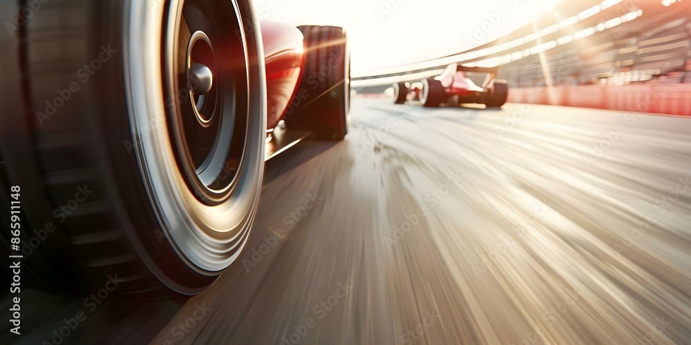 Highspeed race cars zoom around a professional racetrack. Concept Race ...