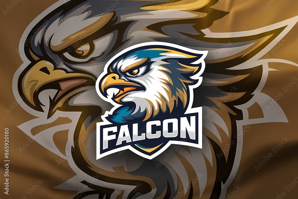 An eye-catching falcon mascot logo with an angry, fierce expression ...