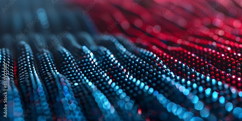 Pixelated Binary Code Encryption In Red And Blue Digital Data Stream Concept Binary Code