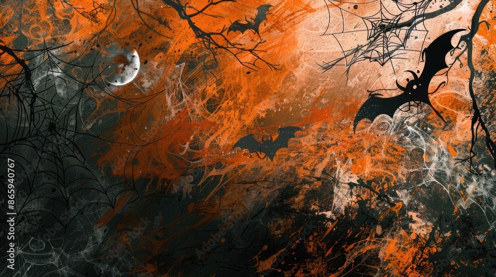 Eerie Halloween Abstract with Rich Orange Textures and Ghostly Patterns ...
