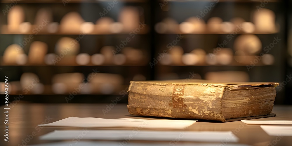 Examining the museum registrars desk with artifact catalogues and loan ...