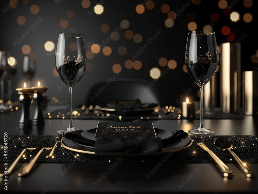 fine dining table setting of luxury fancy restaurant menu invitation ...