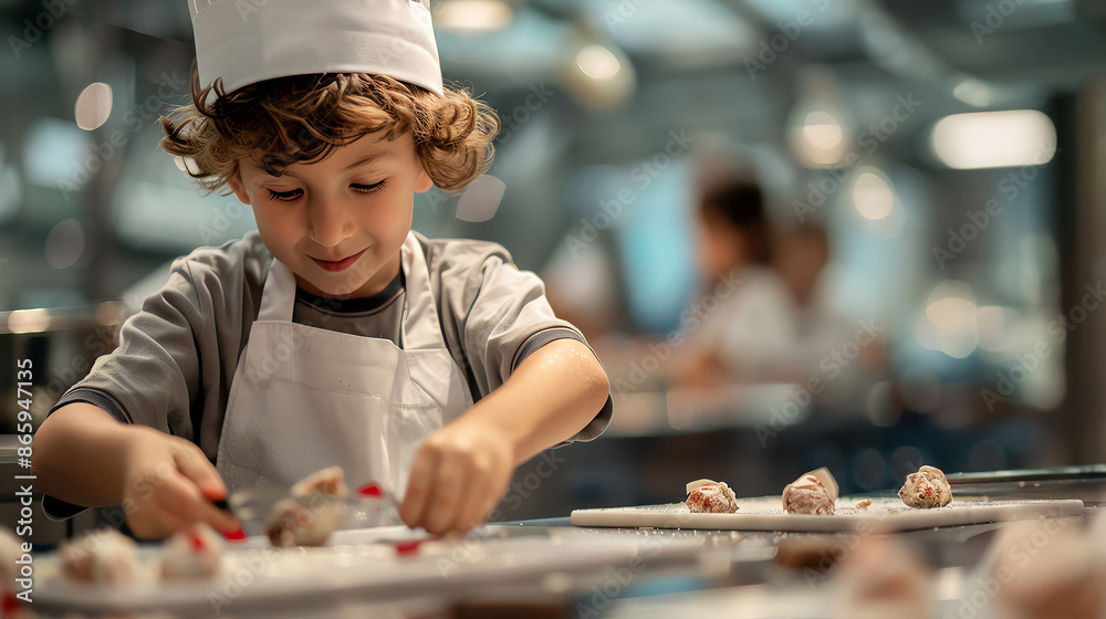 kids role-playing as chefs pretending to prepare food, in a museum ...