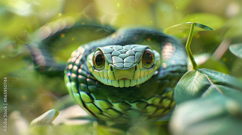a close - up of a snake's head, with its head visible from left to ...