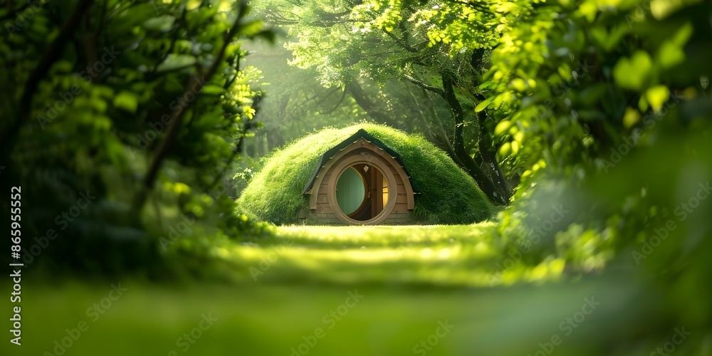 Charming hobbit dwelling tucked away in a verdant forest. Concept ...