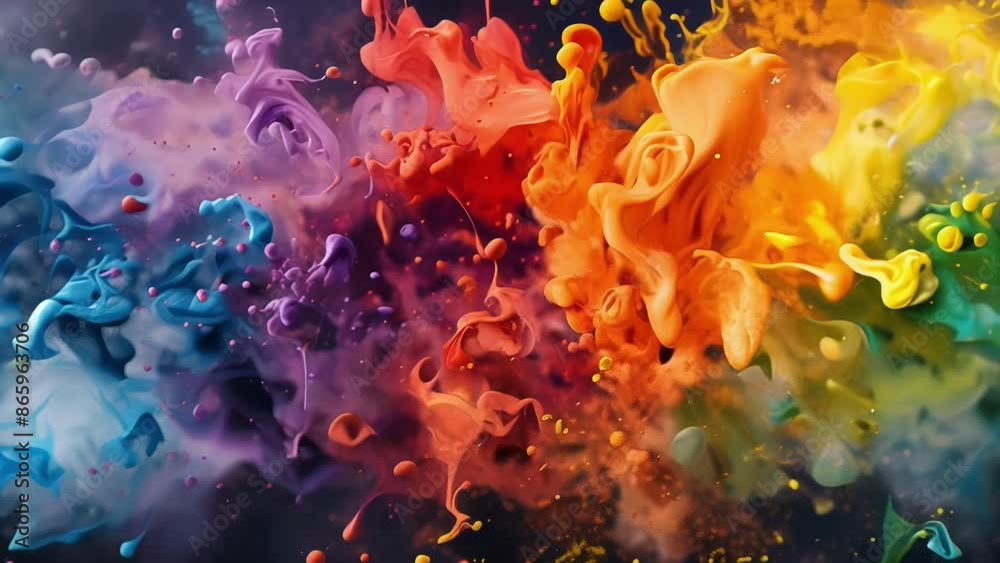 The collision of different chemical compounds creates a rainbow of ...