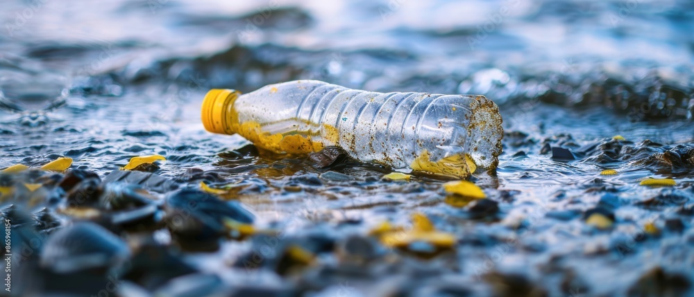 Plastic bottle breaking down into microplastics, decomposition process ...