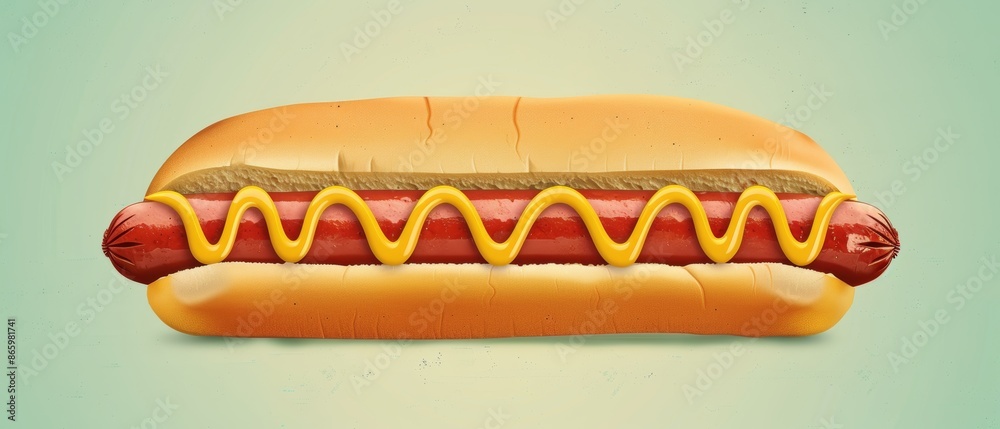 Retro vector illustration of hot dogs, smothered in ketchup and mustard ...