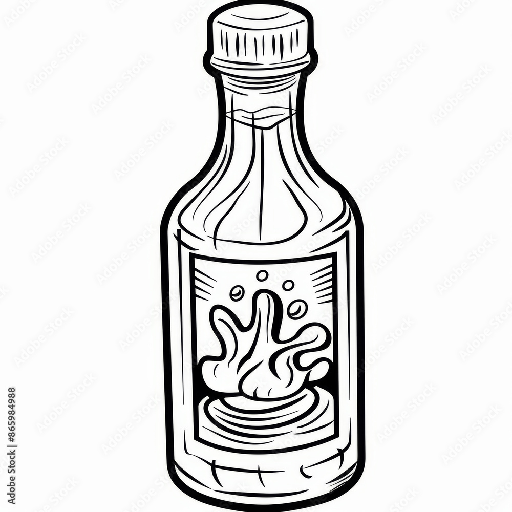 Cartoon-style illustration of a sauce bottle, intended as a fun and ...