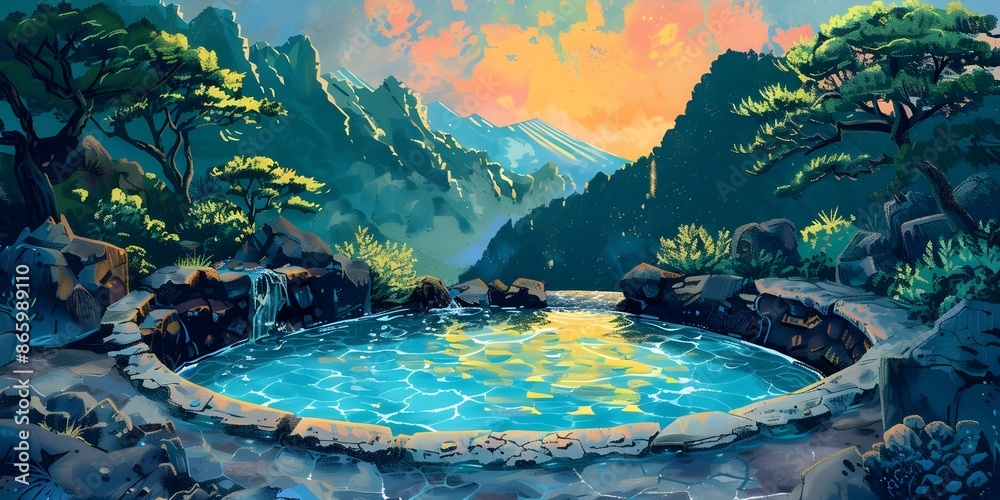 Triadic Color Scheme Cartoon Drawing of Deepsea Hot Springs. Concept ...