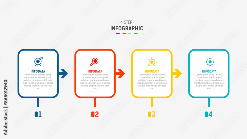 Three Step Infographic label design Vector template with line icons ...