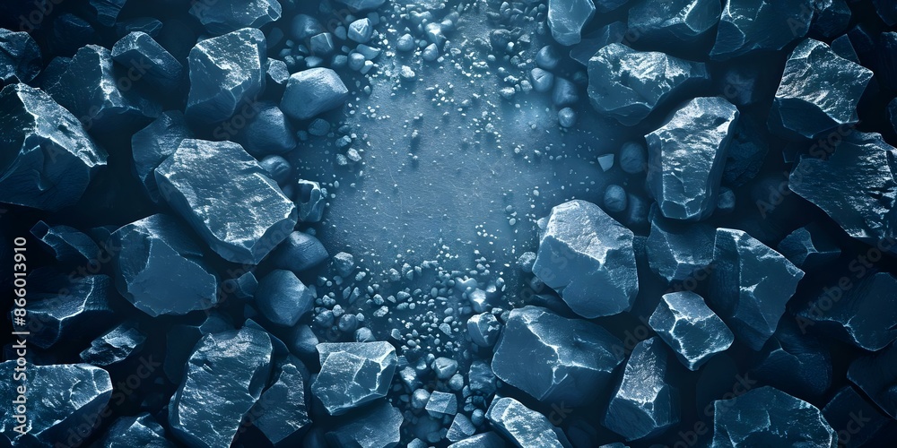 Aerial perspective of uranium asteroid mining with futuristic color ...