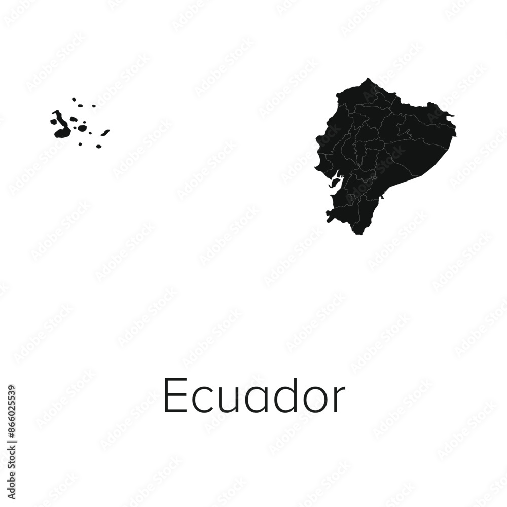 Ecuador Map Vector Illustration - Silhouette, Outline, Ecuador Travel ...