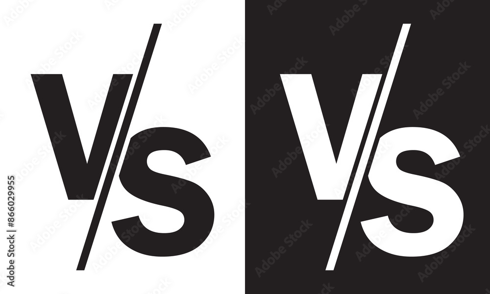 White and black versus vs icon, black and white versus letter, black ...
