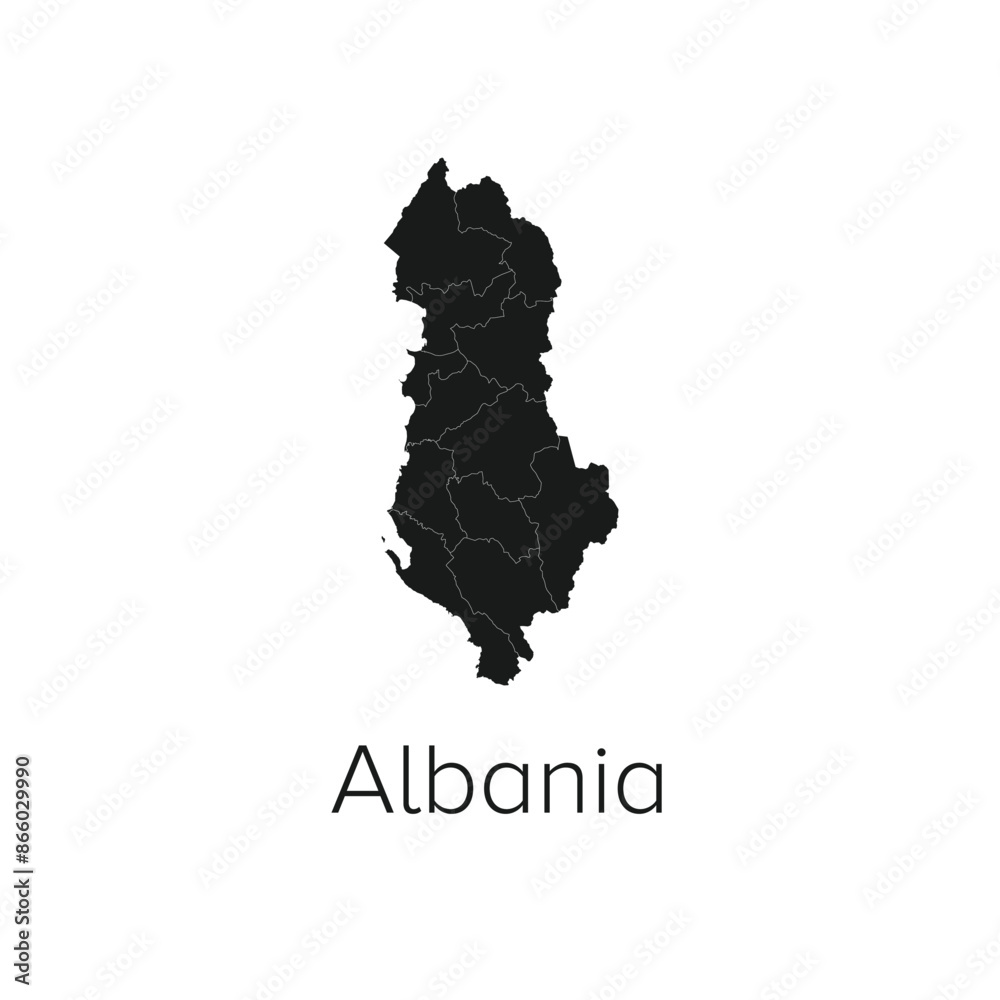 Albania Map Vector Illustration - Silhouette, Outline, Albania Travel ...