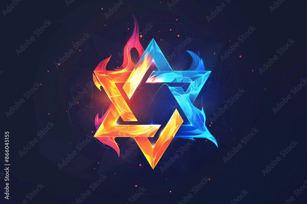 Fiery Star of David. A symbol of Jewish pride, faith, and heritage ...